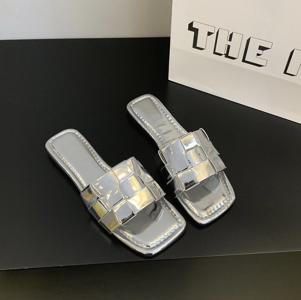 Silver Slides, Women's Fashion, Footwear, Flipflops and Slides on Carousell