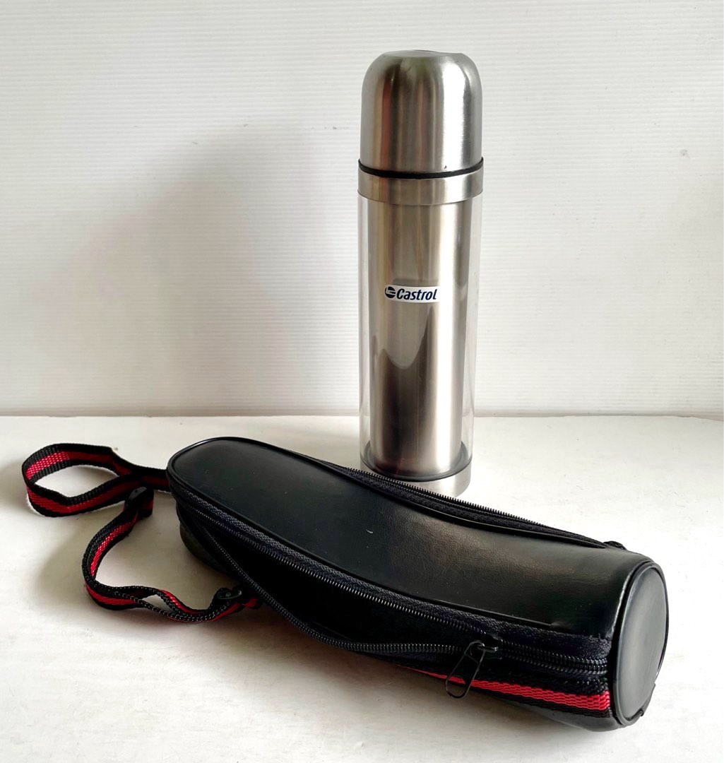 Stainless Steel Slim Tall Water Bottle Handy Vacuum Thermal Hot Water Bottle with carrier case ...