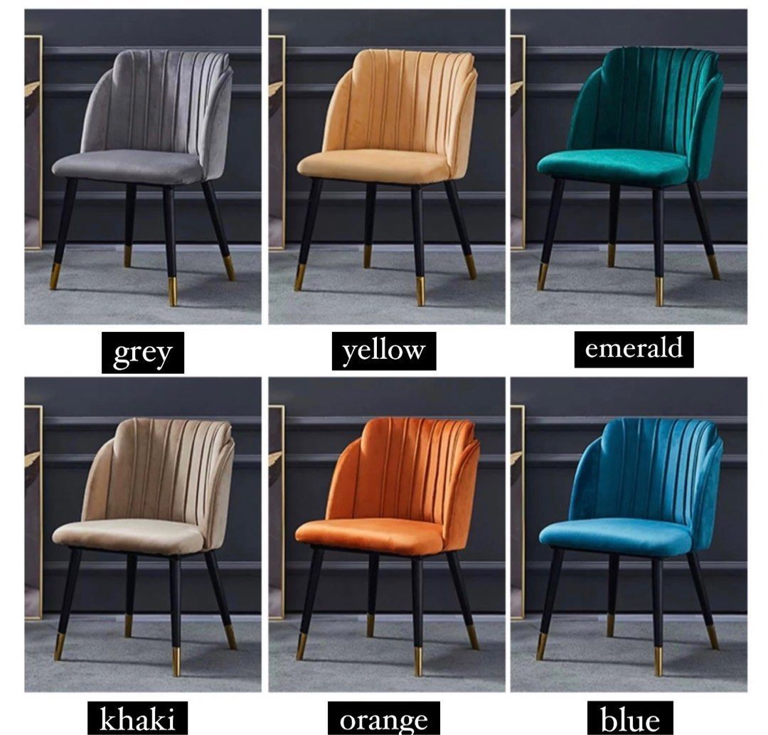 TIDE Modern Velvet Dining Chair, Furniture & Home Living, Furniture ...