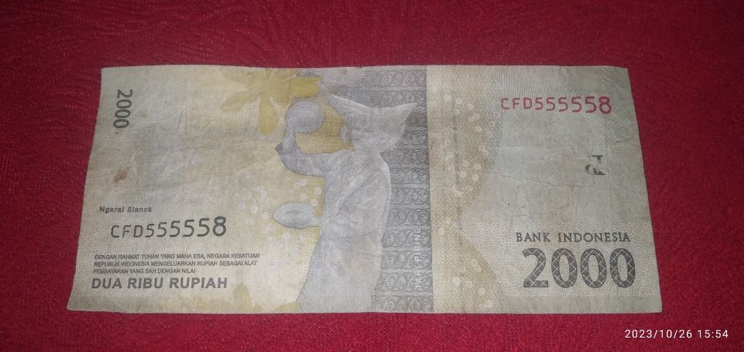 Uang kertas nominal duaribu nomer cantik 55555, Antik, Uang Lama di ...