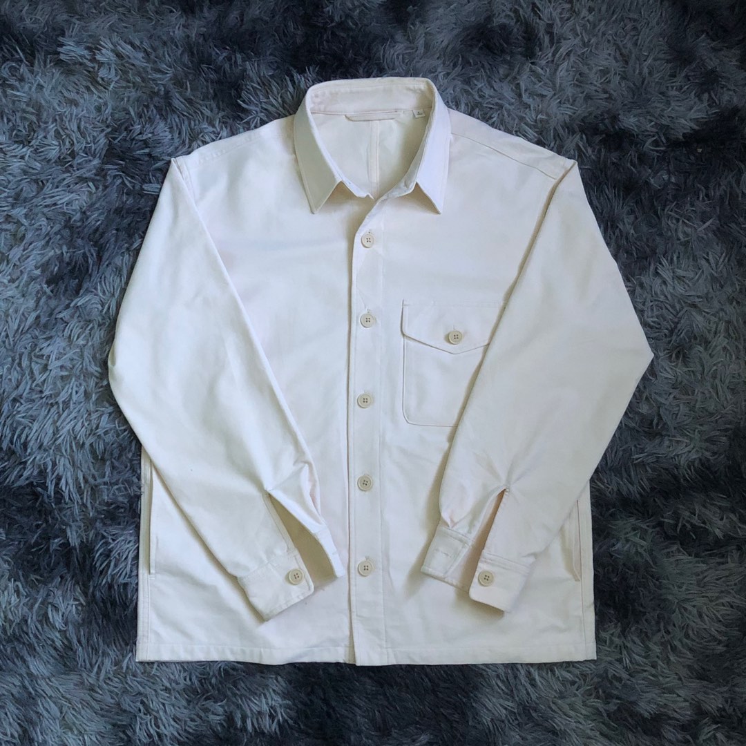 Uniqlo Cream Jacket, Men's Fashion, Coats, Jackets and Outerwear on ...