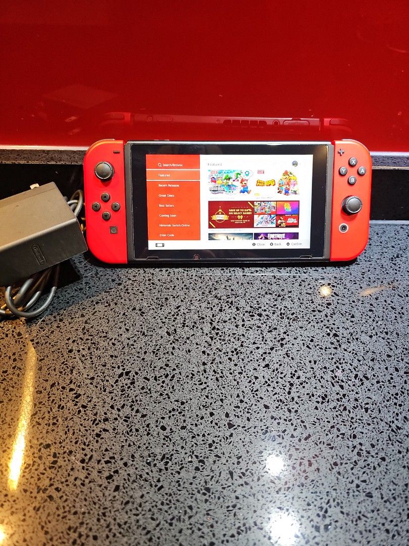 Used Nintendo Gen 1 Console Mario Red Joy-Con and Charger, Video Gaming ...