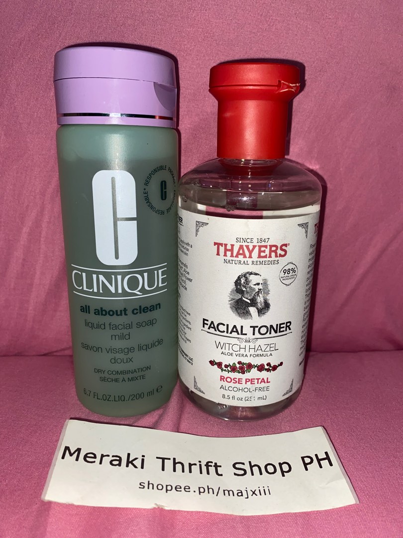 *USED* Thayers Rose Petal 251ml and Clinique All About Clean Liquid ...