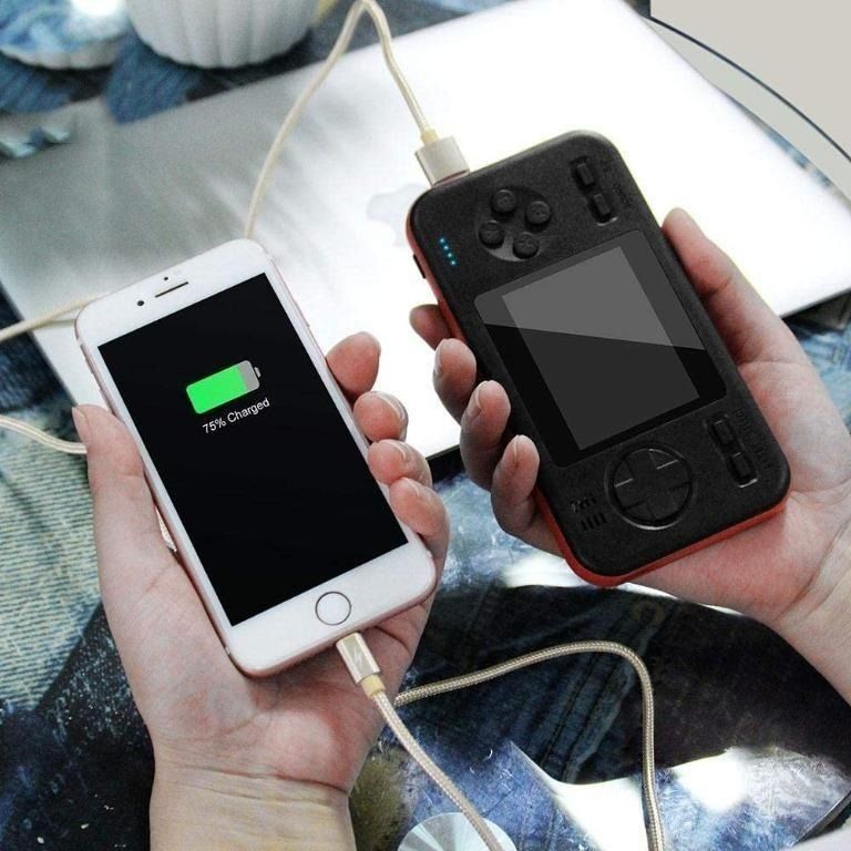 (White)8000mAh Powerbank with 416 Retro game in-built. Super Mario ...