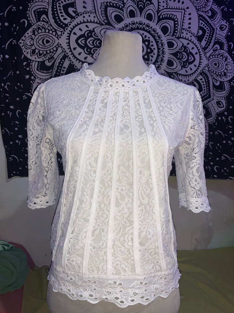 White formal Top, Women's Fashion, Tops, Blouses on Carousell