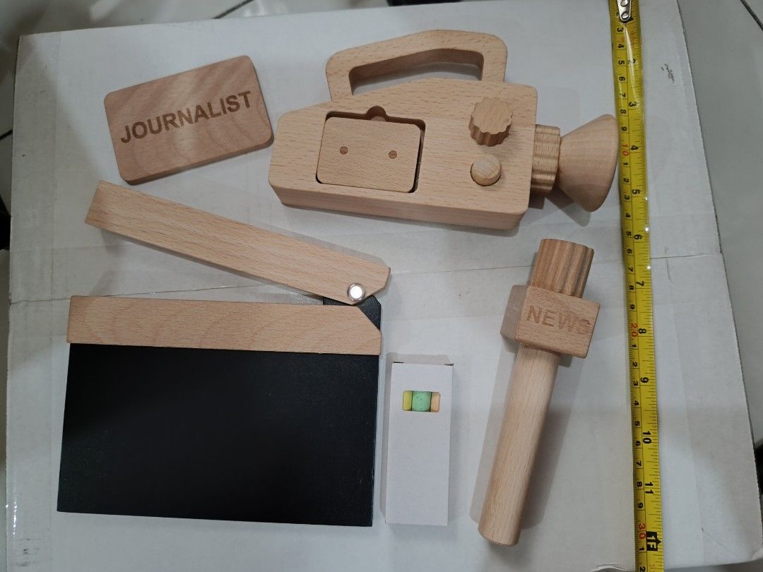Wooden News Anchor Journalist Pretend Play Wooden Display Toy ...