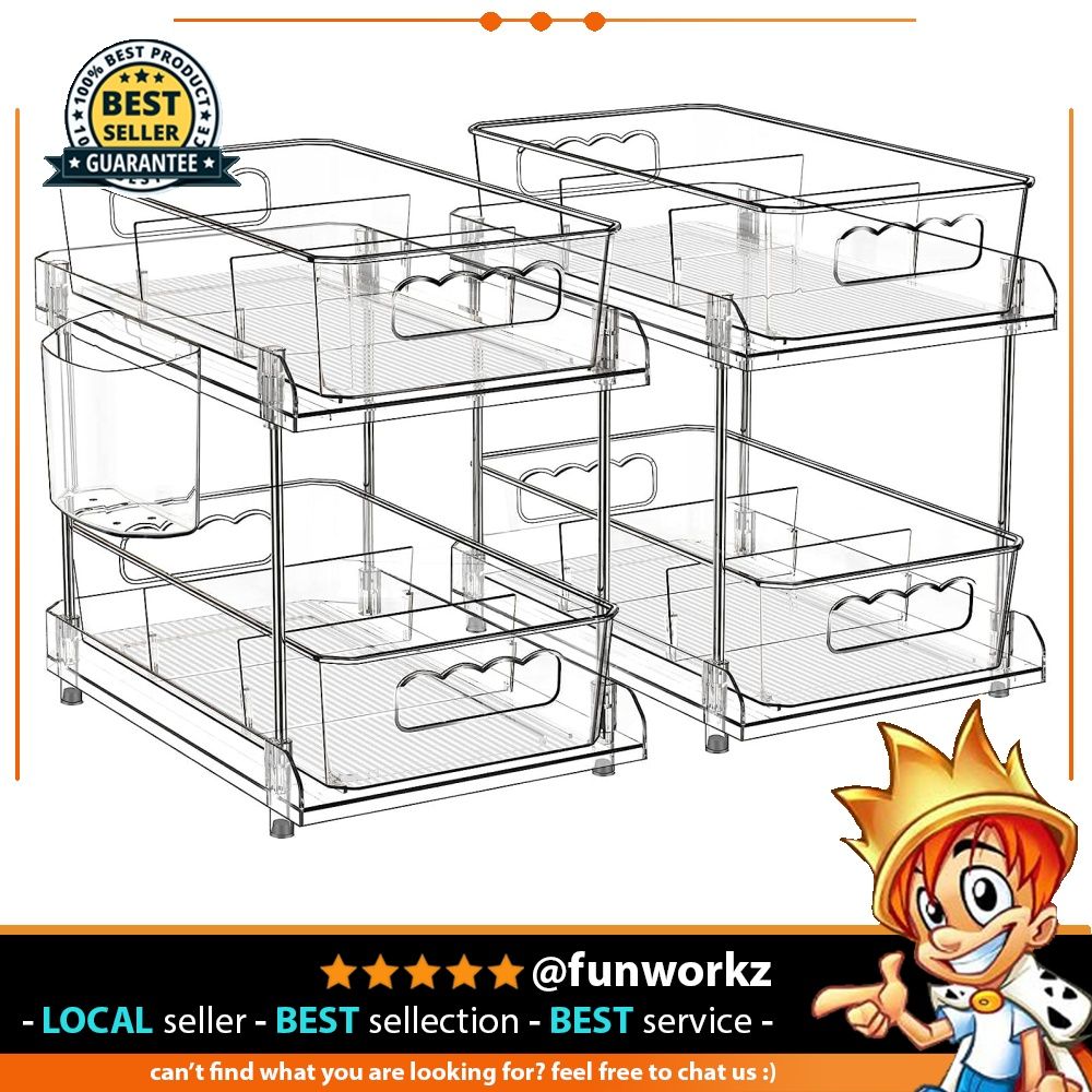 2 Tier Clear Organizer with Dividers, Pantry Organization Multi Purpose ...