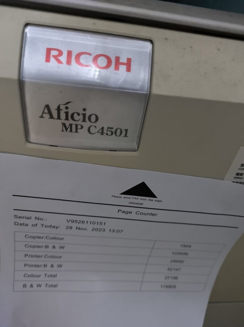 最後清貨 機內碳粉可印 12000張 企業商用 高速45張 全功能 彩色影印機 打印機 掃描 傳真 Ricoh mp c4501 A3/A4 ...