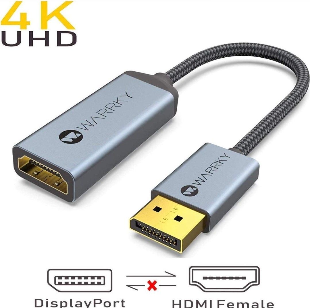 A2)Displayport to HDMI Adapter 2-Pack (4K, UHD), WARRKY[24K Gold-Plated ...