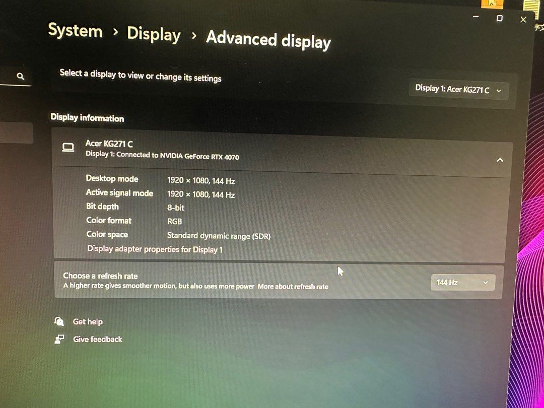 Acer KG271C Gaming Monitor with 144Hz + 1ms, Computers & Tech, Parts ...