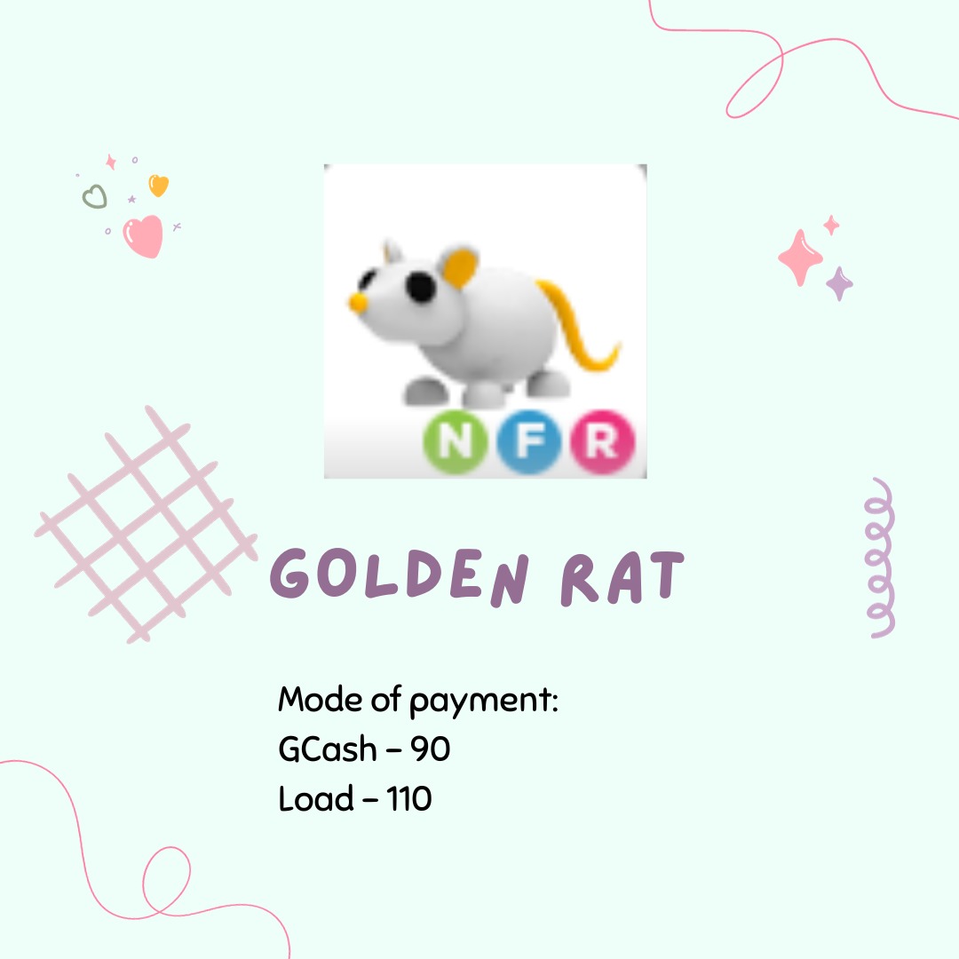 ADOPT ME NFR GOLDEN RAT (NEON FLY RIDE), Video Gaming, Video Games ...