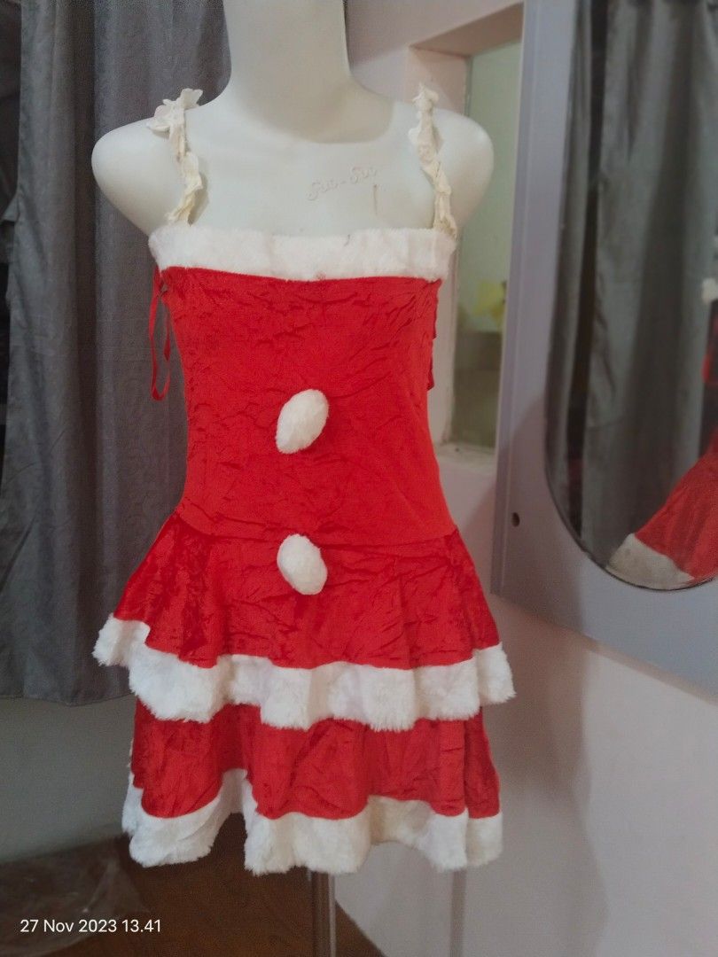 Baju santa kostum natal, Fesyen Wanita, Pakaian Wanita, Gaun & Rok di ...