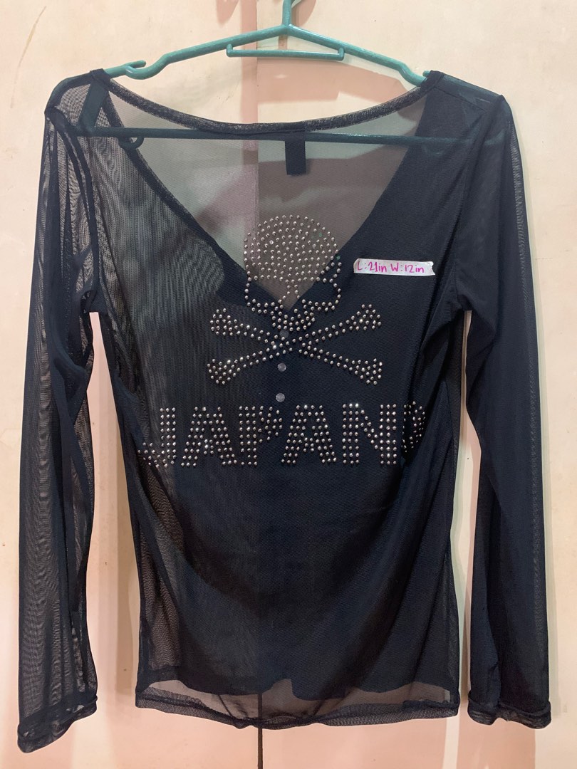 black reversible alt gothic grunge skull mesh see through top, Women's ...