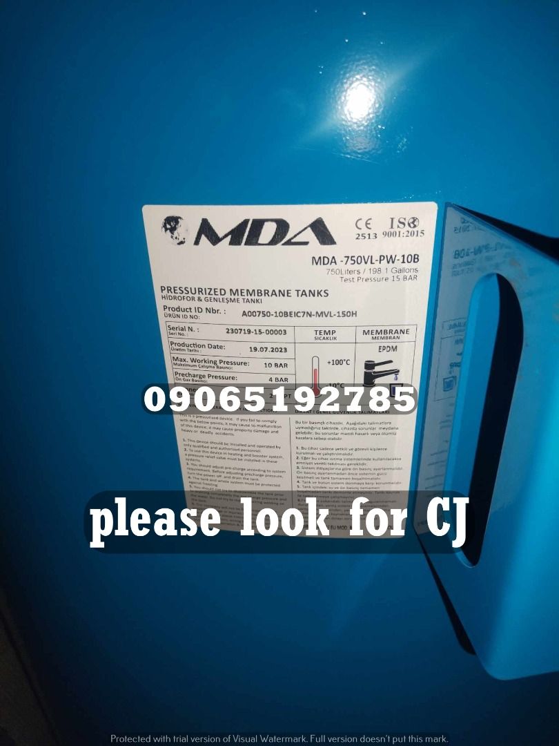 BLADDER TANK MDA, Commercial & Industrial, Construction Tools ...
