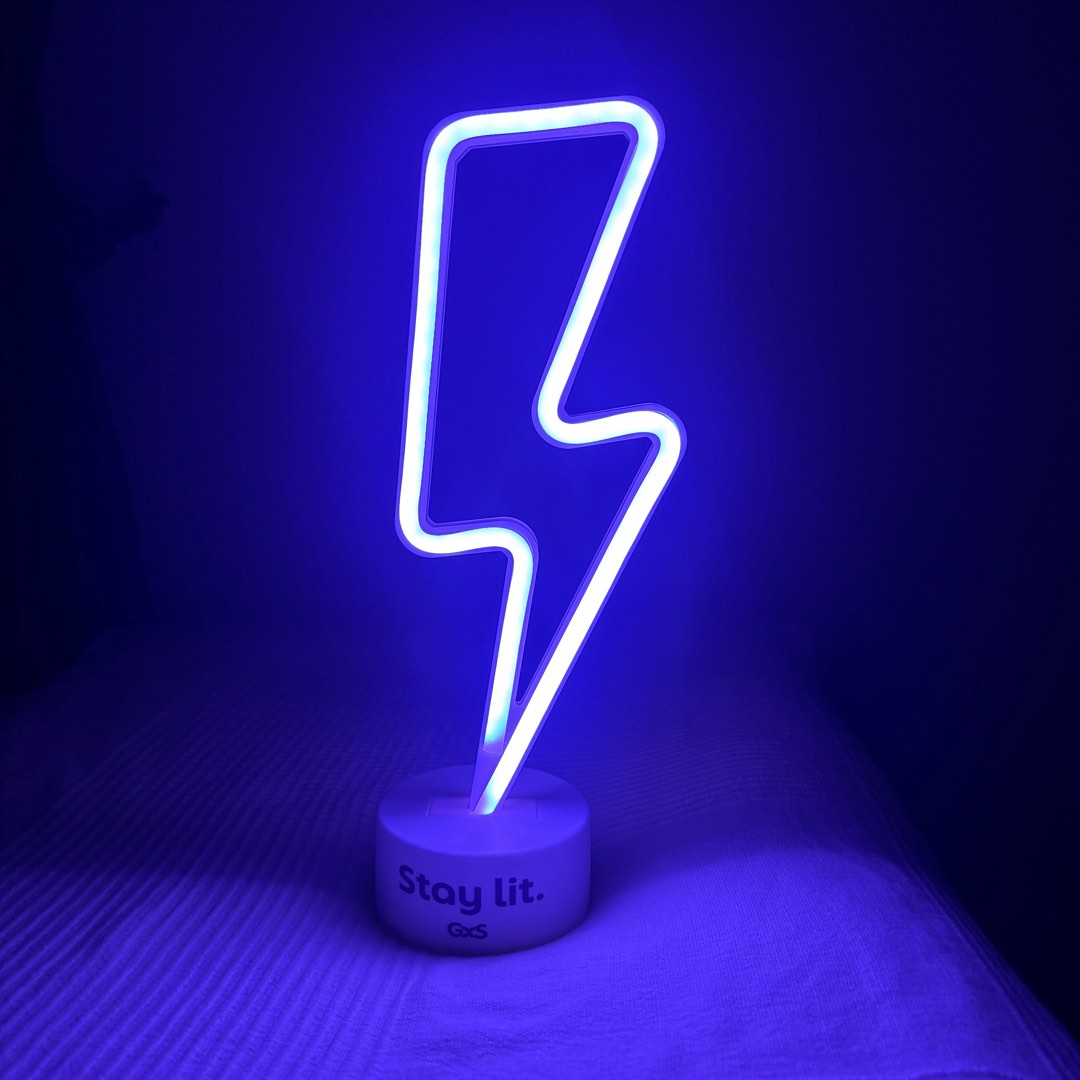 BNIB Lightning Neon Light Stand, Furniture & Home Living, Lighting ...