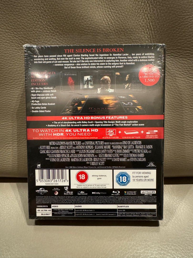 Brand New Sealed Hannibal 4K + Blu-ray Limited Collector's Steelbook ...