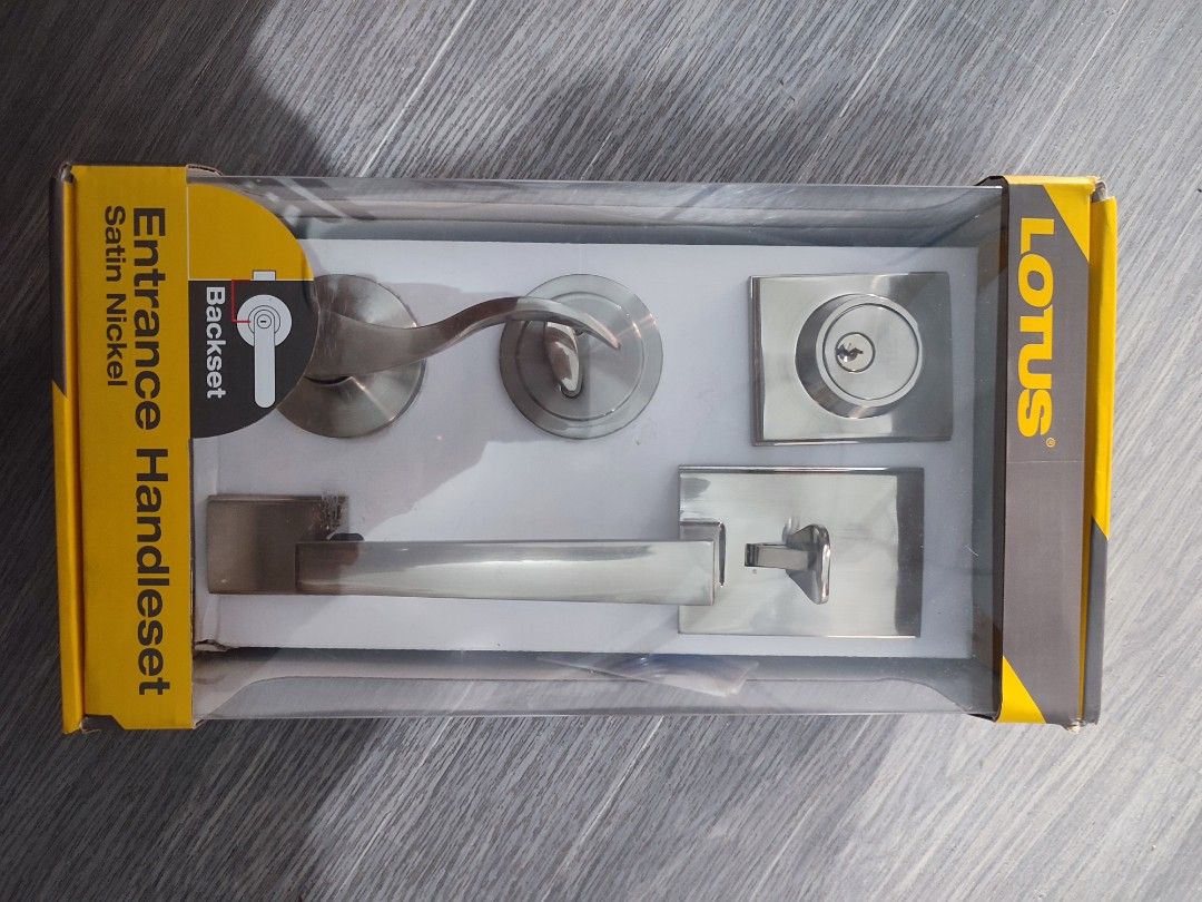 Branded Lotus Entrance handle set satin Nickle Door Hardware & locks ...