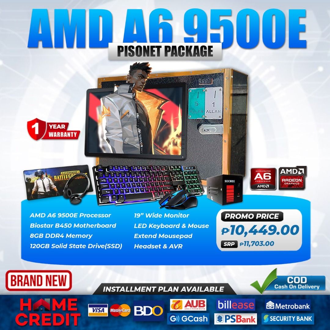 BRANDNEW TABLETOP PISONET PACKAGE AMD A6 / A8 / ATHLON 200GE / ATHLON ...