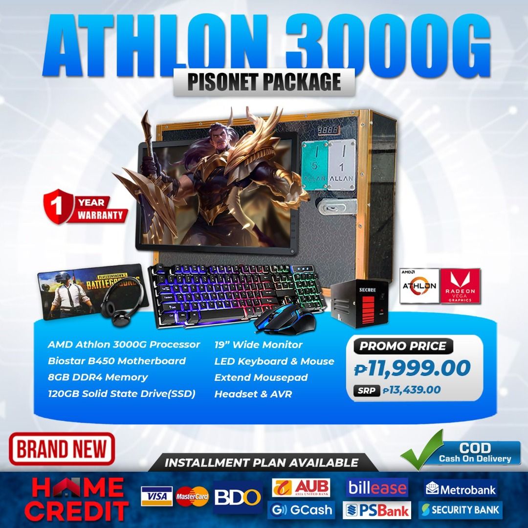 BRANDNEW TABLETOP PISONET PACKAGE AMD A6 / A8 / ATHLON 200GE / ATHLON ...