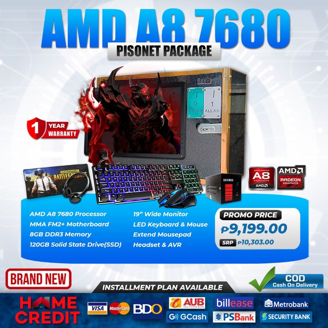 BRANDNEW TABLETOP PISONET PACKAGE AMD A6 / A8 / ATHLON 200GE / ATHLON ...
