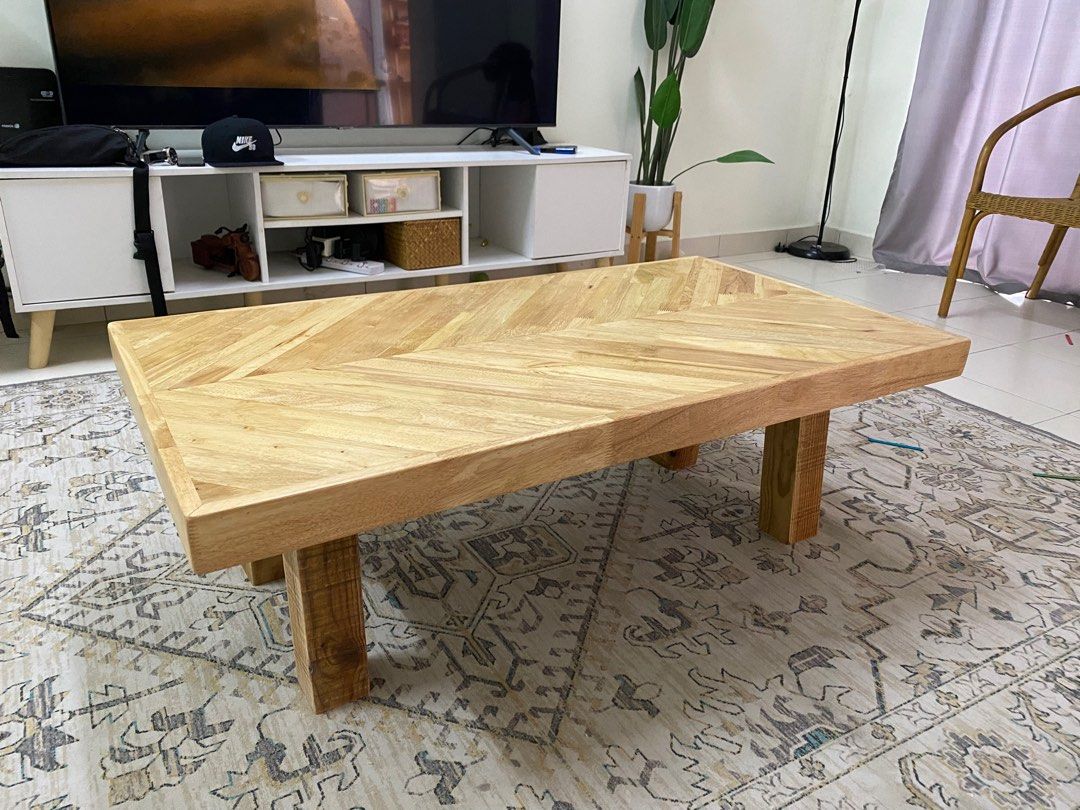 Coffee Table Solid Herringbone Design, Furniture & Home Living ...