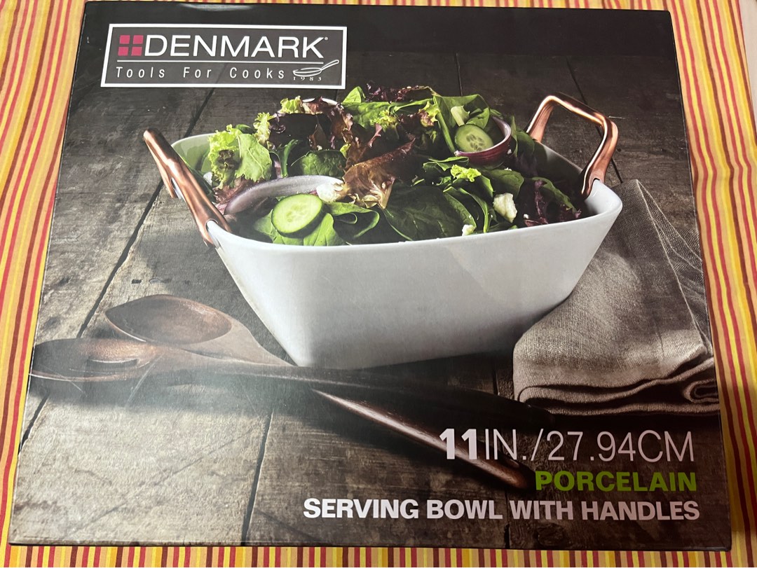 Denmark 11in Porcelain Serving Bowl with Handles, Furniture & Home ...