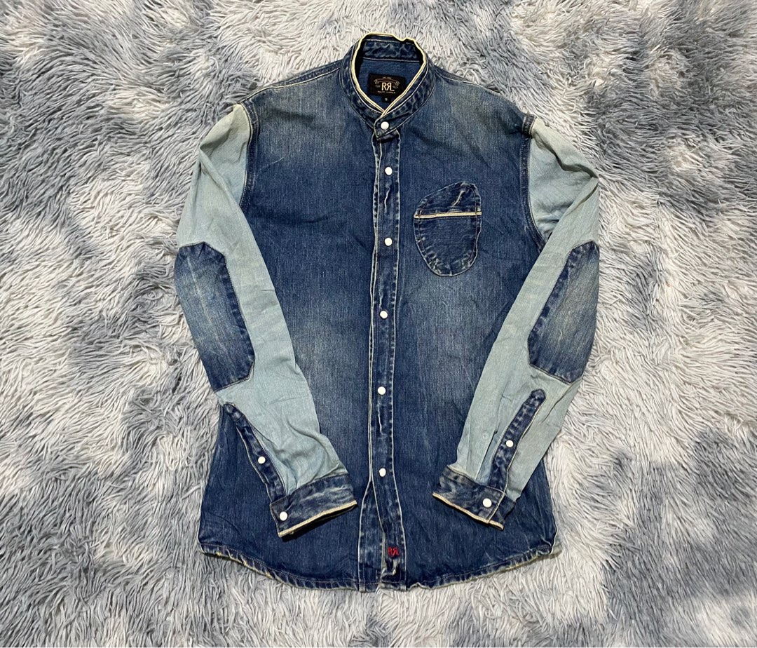 Double RL Chinese Collar Denim, Men's Fashion, Coats, Jackets and ...