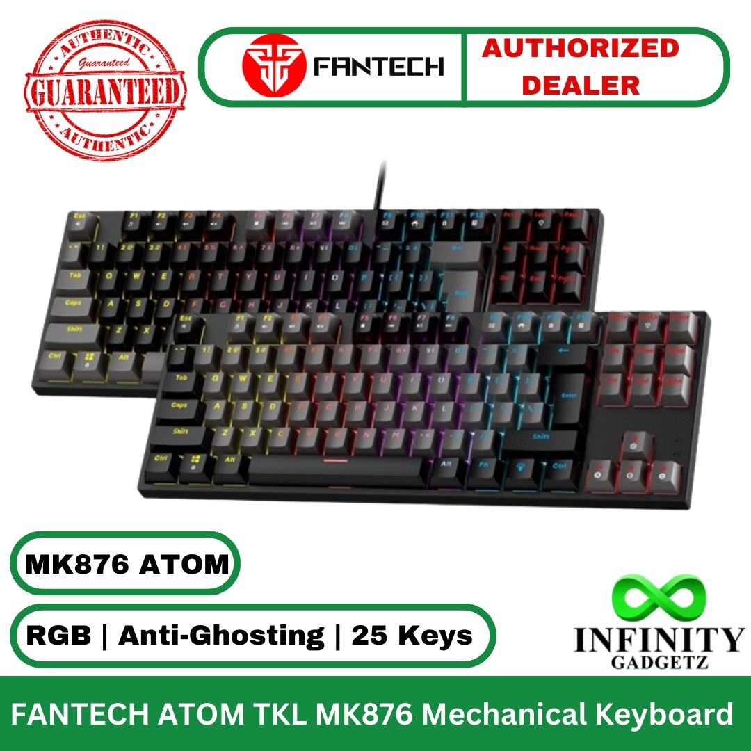 FANTECH ATOM TKL MK876 Mechanical Keyboard Wired Gaming Keyboard RGB ...