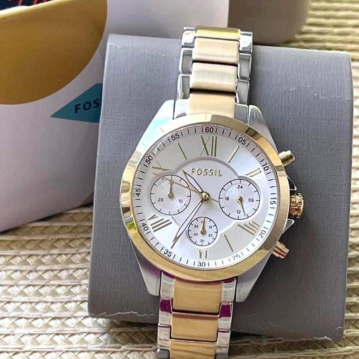 FOSSIL SMALL TWO TONE DIAL STEEL AUTHENTIC WATCH, Women's Fashion ...