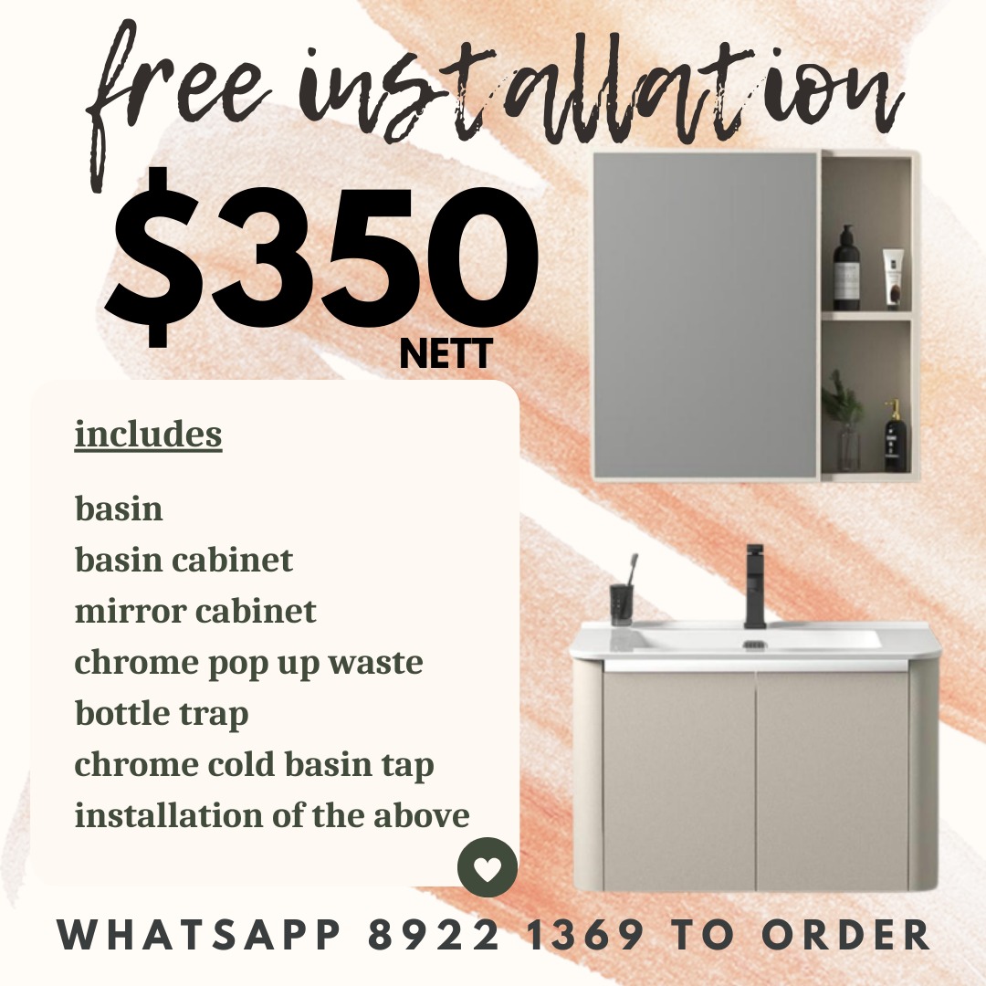 FREE installation with vanity cabinet basin cabinet with free basin tap ...