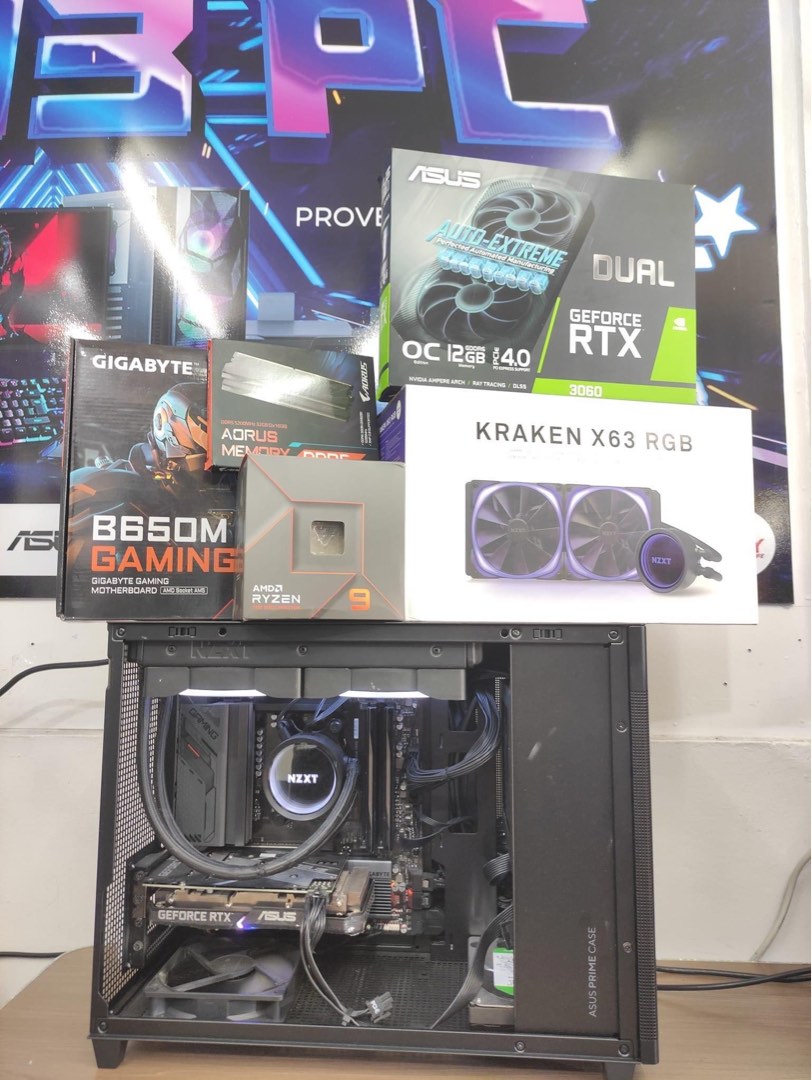 Gaming PC Set (Ryzen 9 7900 32gb Ram RTX 3060 12gb 3TB memory NZXT ...