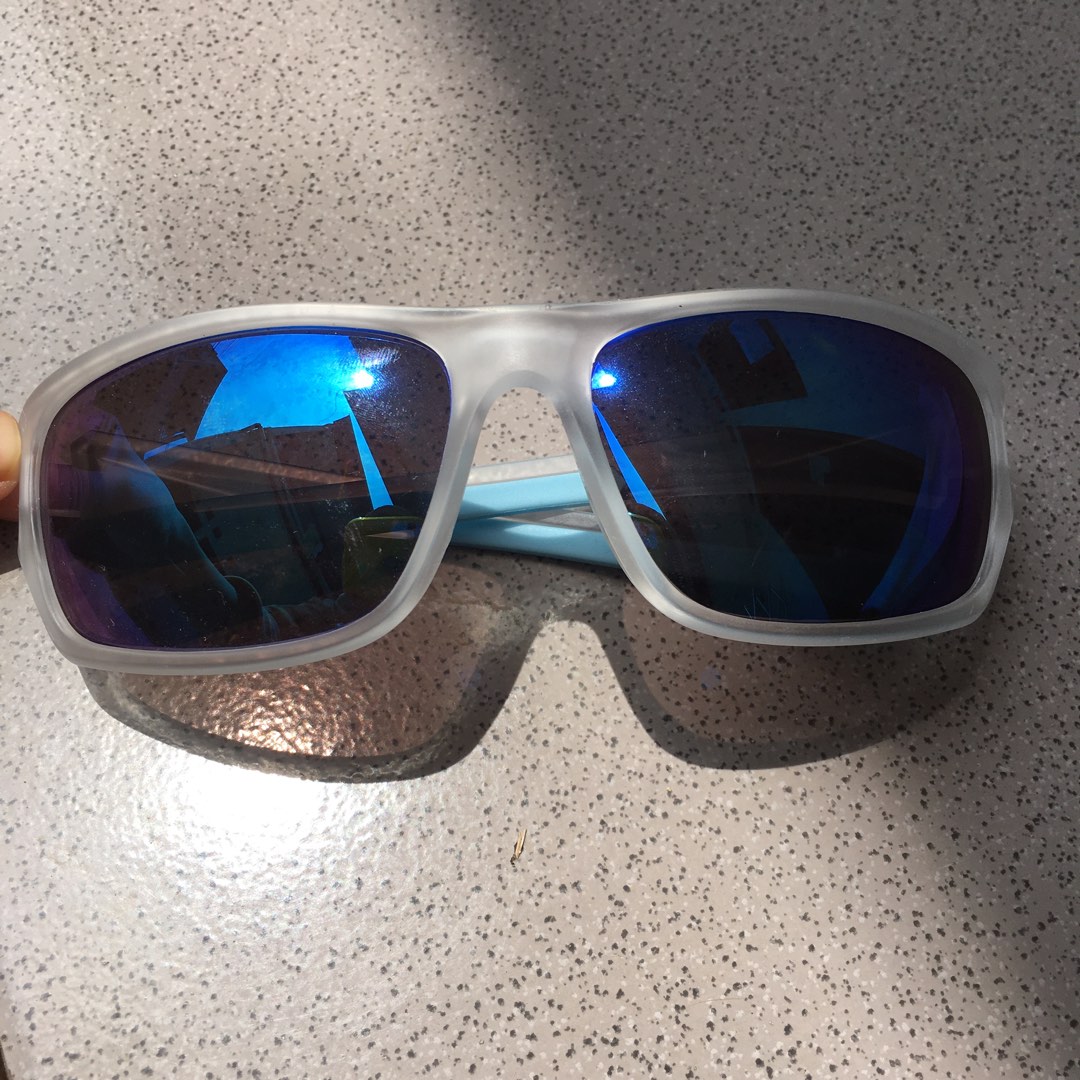 Goggles white doff mesh blue mirror sporty sunglasses bikers biker ...