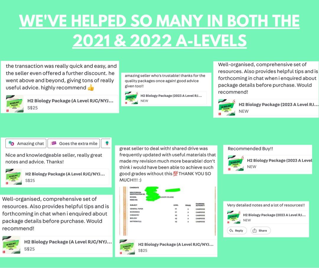 H2 Biology Package (2025 A Level RJC/NYJC/HCI Summary/Notes/Topical ...