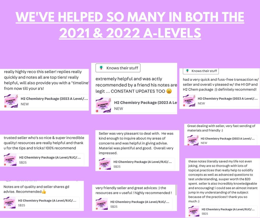 H2 Chemistry Package (2026 A Level/RJC/NYJC/HCI Summary/Lecture Notes ...