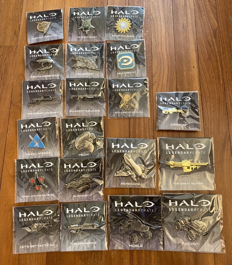 halo lootcrate legendary pin scorpion tank chase gold warthog mongoose noble weapon plasma rifle ...