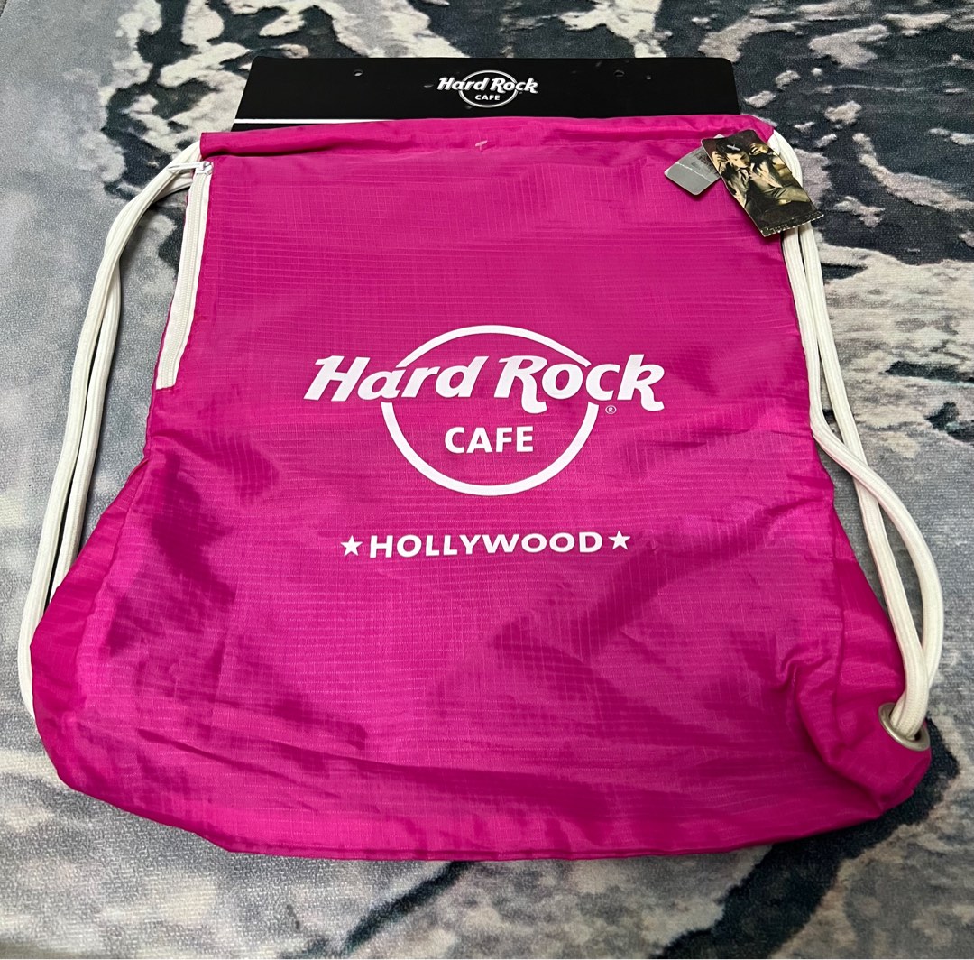 Hard Rock Bag Cinch Sack Hot Pink Hollywood Blvd, Women's Fashion, Bags ...