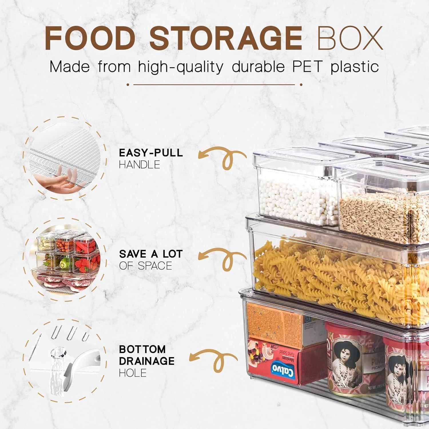 HOOJO Refrigerator Organizer Bins - 8pcs Clear Plastic Bins For Fridge ...