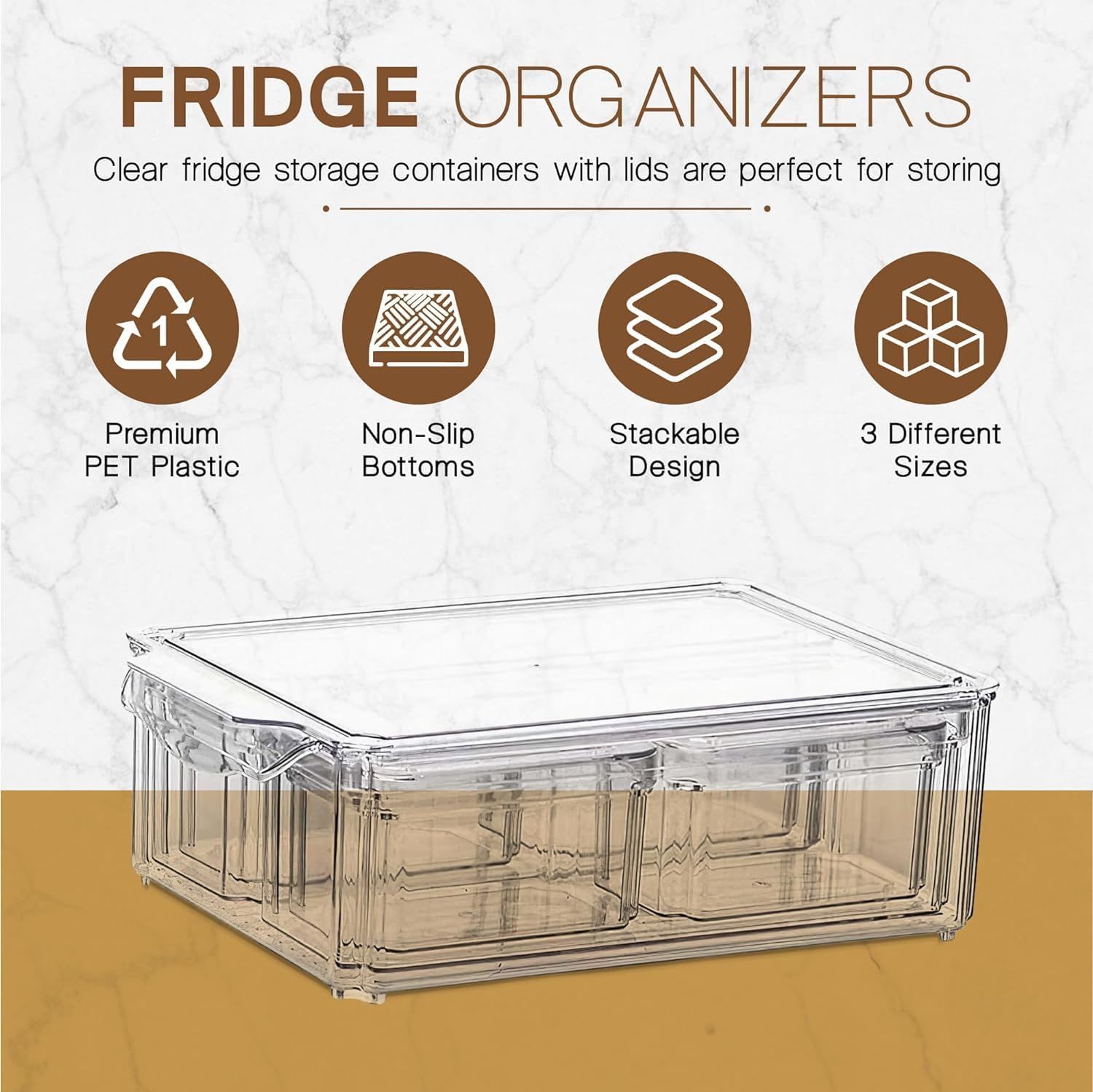 HOOJO Refrigerator Organizer Bins - 8pcs Clear Plastic Bins For Fridge ...