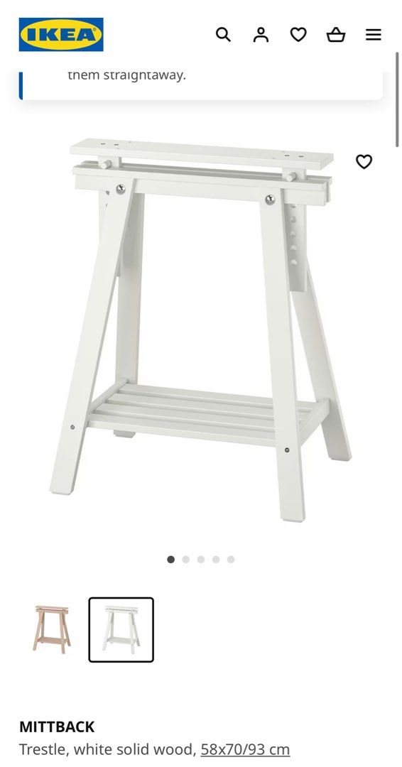 IKEA MITTBACK Trestle with Shelf, Furniture & Home Living, Furniture ...