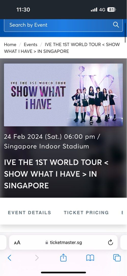 IVE THE 1ST WORLD TOUR IN SINGAPORE, Tickets & Vouchers, Event Tickets on Carousell