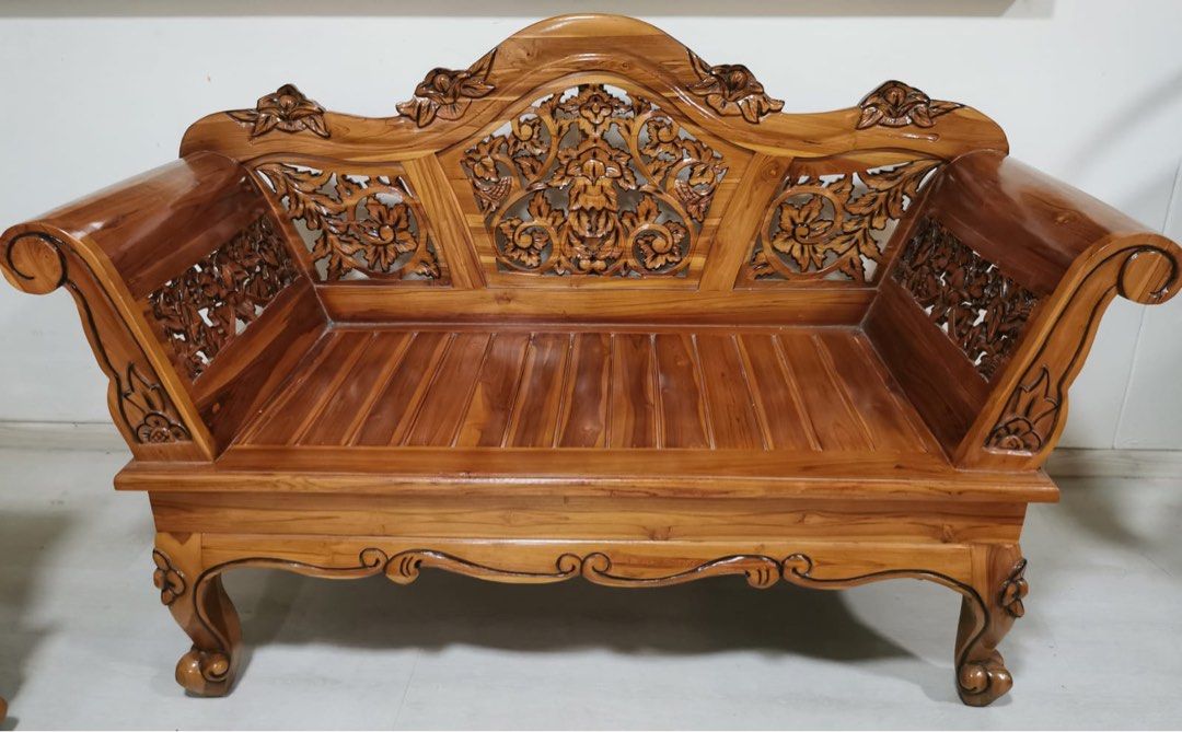 Jati Wood Sofa, Furniture & Home Living, Furniture, Sofas on Carousell
