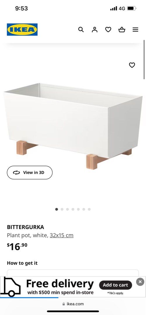 KATONG PICK UP - BITTERGURKA Plant pot, white, 32x15 cm white ...