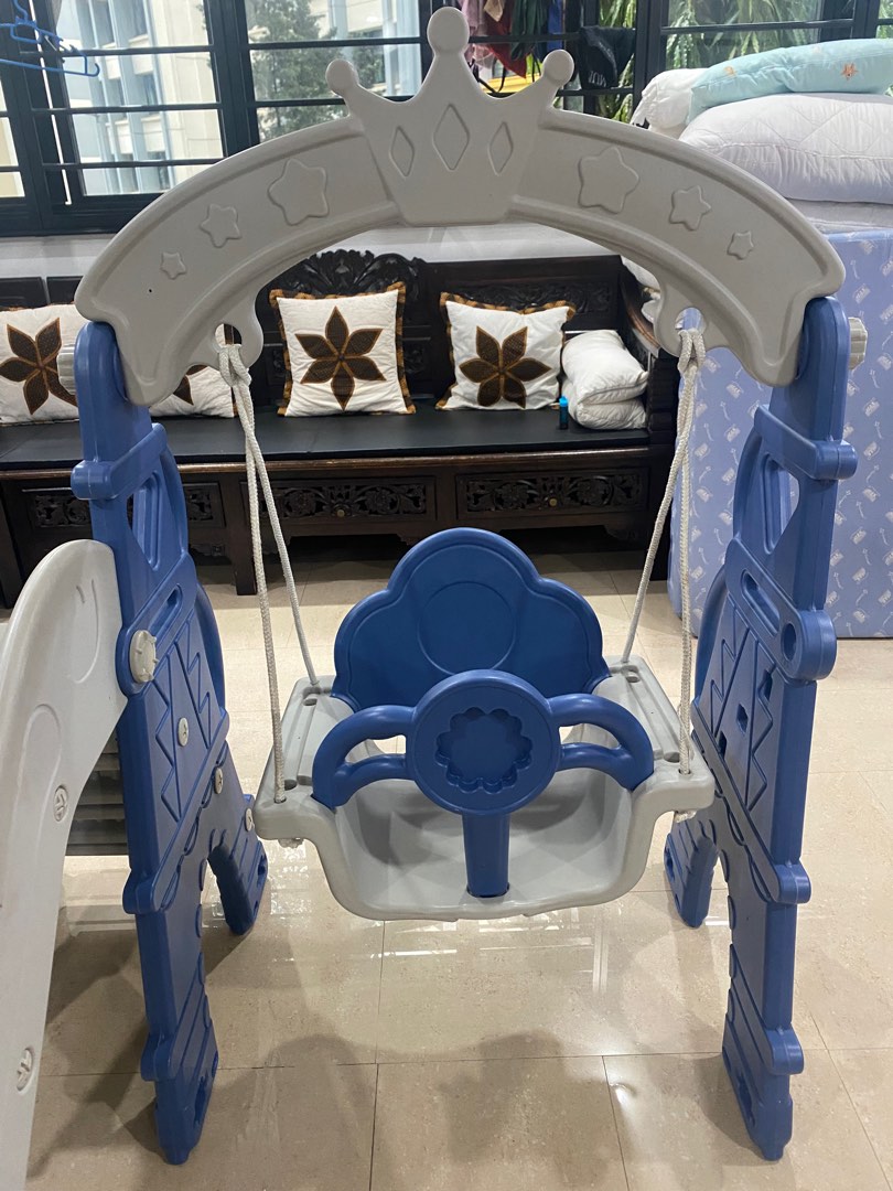 Kids Plastic Slide And Swing Toddler Indoor Outdoor Playground Set ...