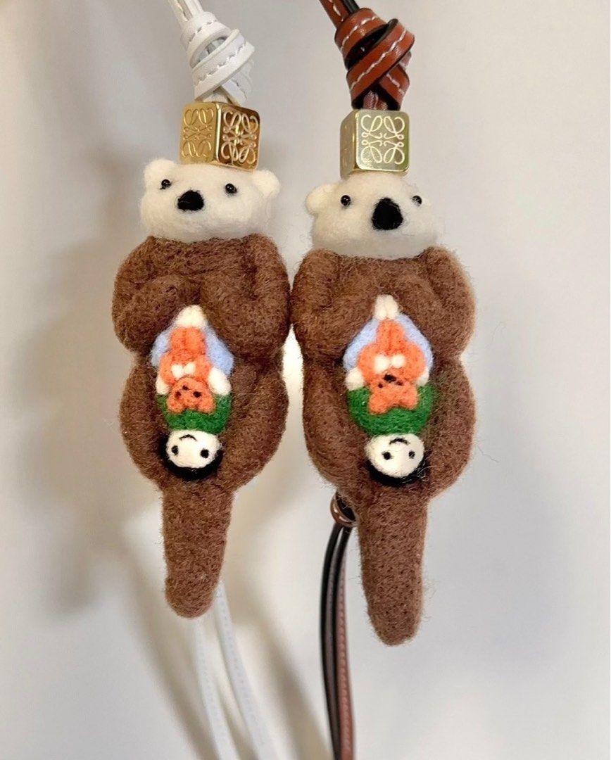 LOEWE X Suna Fujita Panda with Kid and Otter Charm in Felt (100% ...