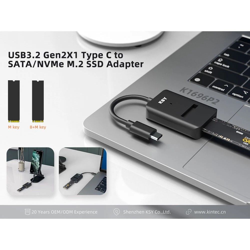 Maiwo USB-C to M2 NVME / SATA SSD Adapter Enclosure, Computers & Tech ...