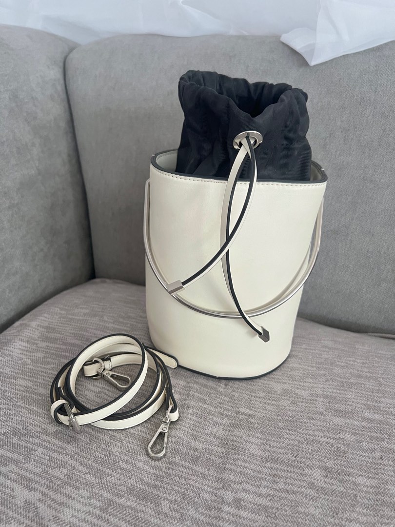 Mango Bag with Metallic Handle in off white, Women's Fashion, Bags ...