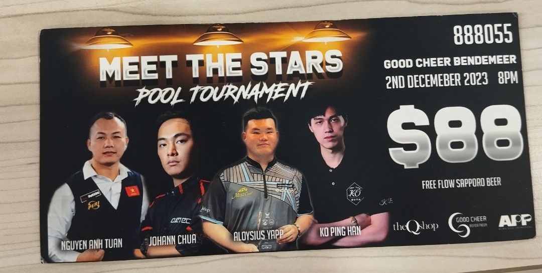 Meet the STARS Pool Tournament Ticket, Hobbies & Toys, Toys & Games on ...