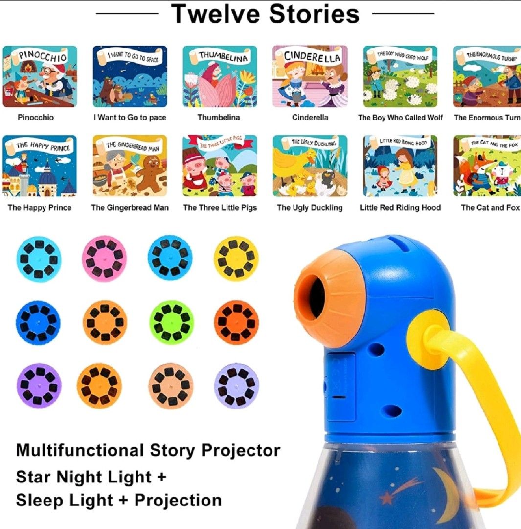MiDeer Kids Projector Storybook Torch (12 stories with 96 scenes ...