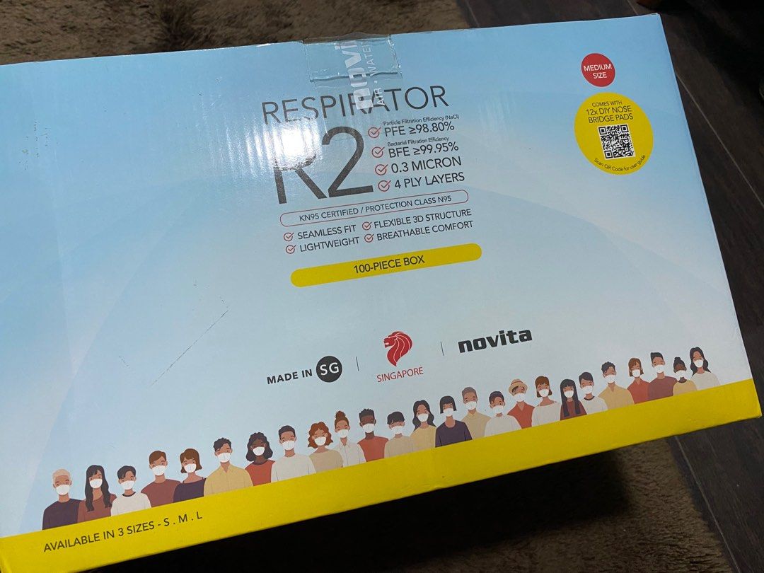 Novita R2 Respirator M size Masks, Health & Nutrition, Face Masks ...