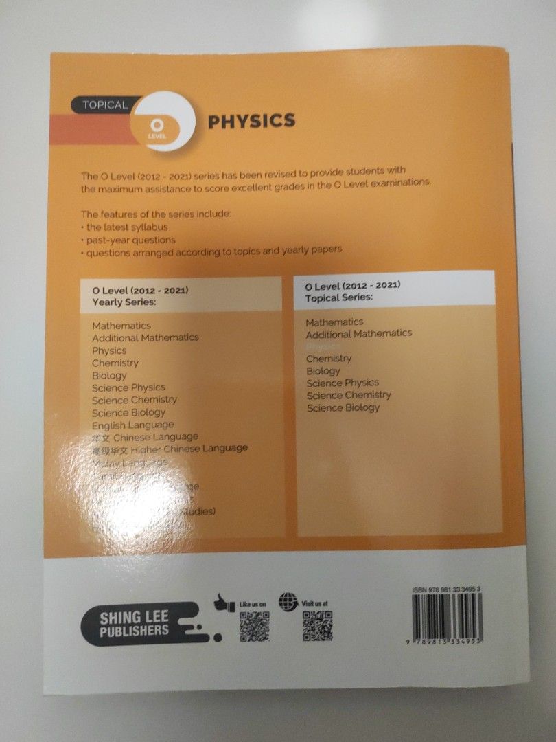 O LEVEL TOPICAL PHYSICS TYS 2012-2021, Hobbies & Toys, Books ...